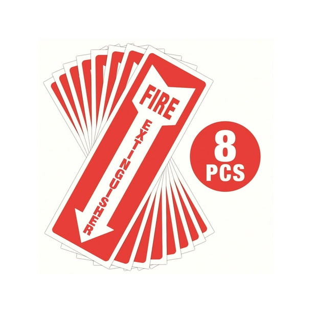 8pcs Fire Safety Signs & Labels, Self-Adhesive Stickers With Warning ...