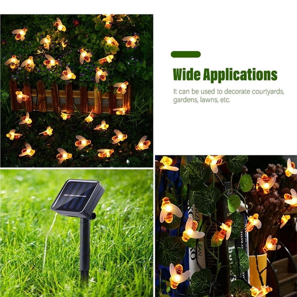 fashionhome Cute Solar Powered Honey Bee LED Outdoor Decorative Lights ...