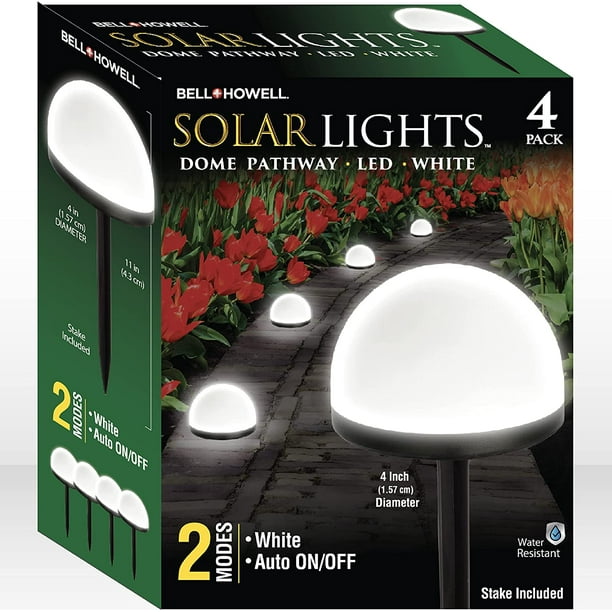 Bell+Howell Solar Pathway Lights 4 Pack Waterproof Solar Lights Outdoor ...