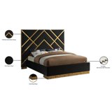 Meridian Furniture Vector Rich Velvet King Bed in Black - Walmart.com