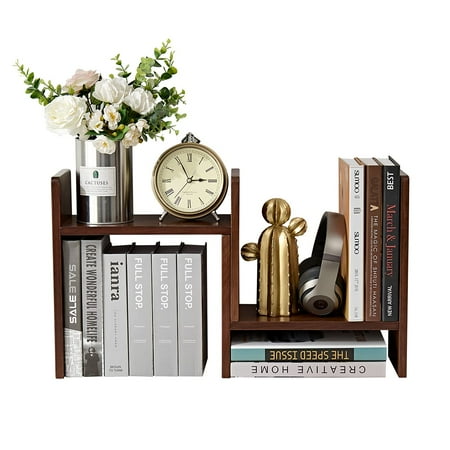 INMAN Oak Desktop Bookshelf Desk Storage Organizer Adjustable Wood ...