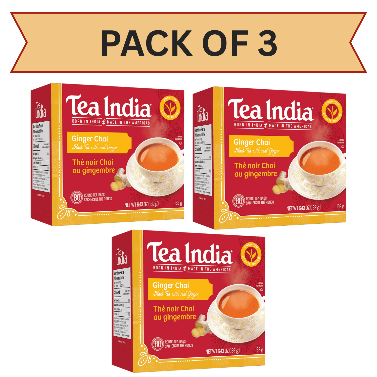 Click here for Tea India Ginger Chai 80pk  Pack Of 3 546g prices