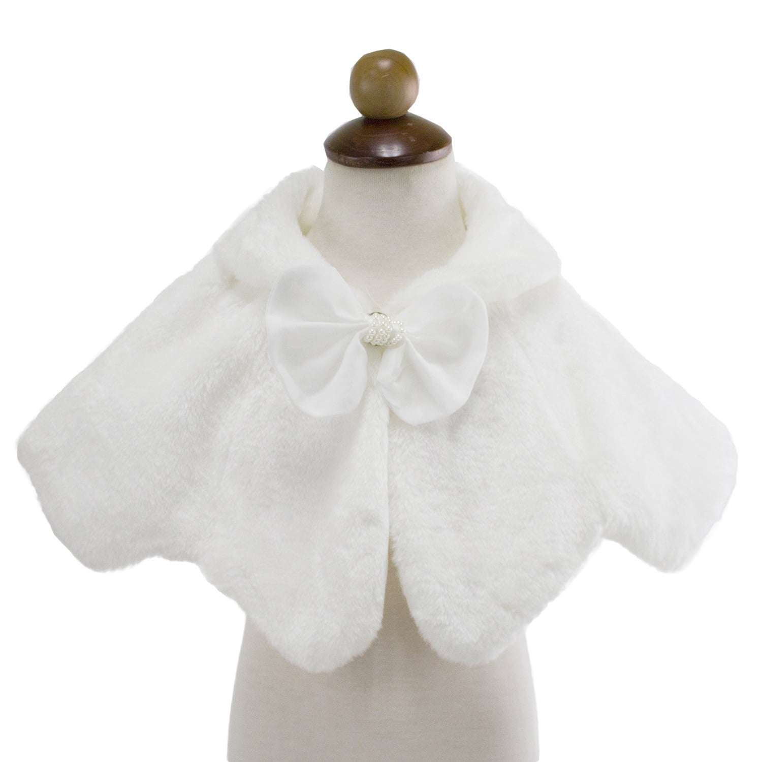 Styles I Love Little Princess White Plush Faux Fur Shawl Capelet with ...