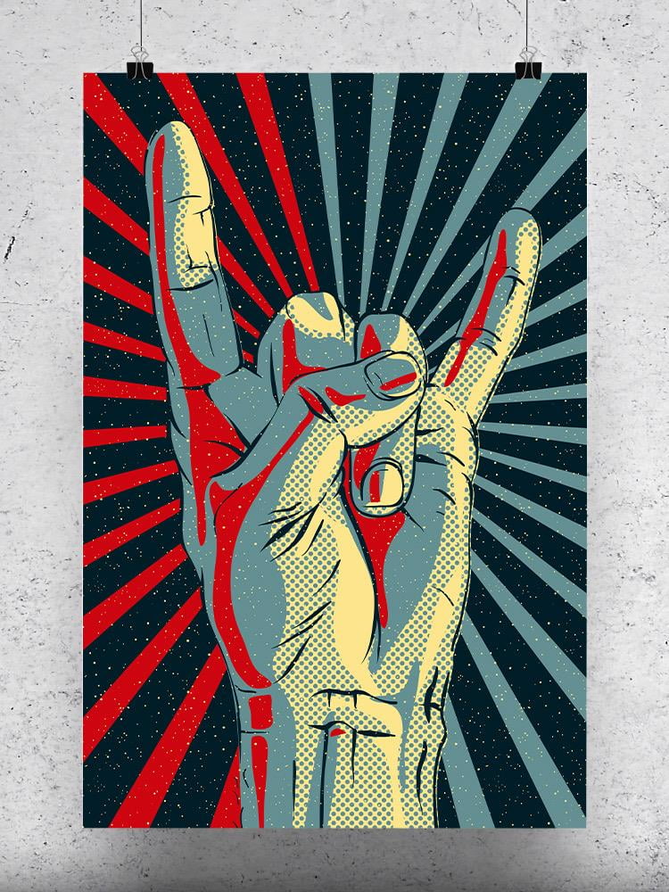 Pop Art Rock Hand Sign Poster -Image by Shutterstock - Walmart.com