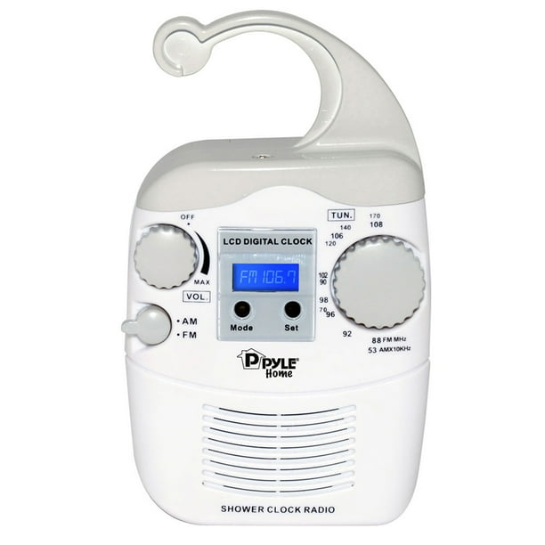 Pyle Hanging Waterproof Am Fm Shower Clock Radio
