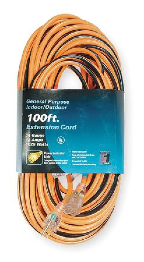 POWER FIRST 1FD56 100 ft. 14/3 Lighted Extension Cord SJTW - Walmart.com