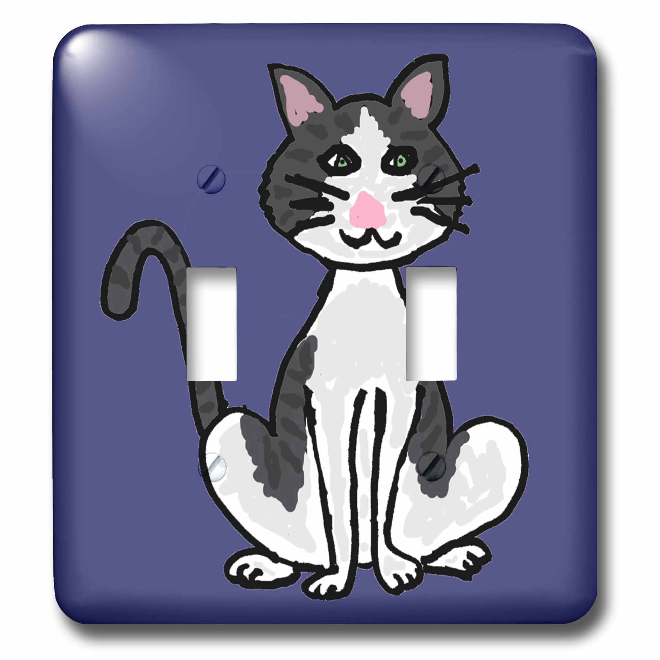 Fun Cute Grey and White Cat double toggle switch lsp-200471-2 - Walmart.com