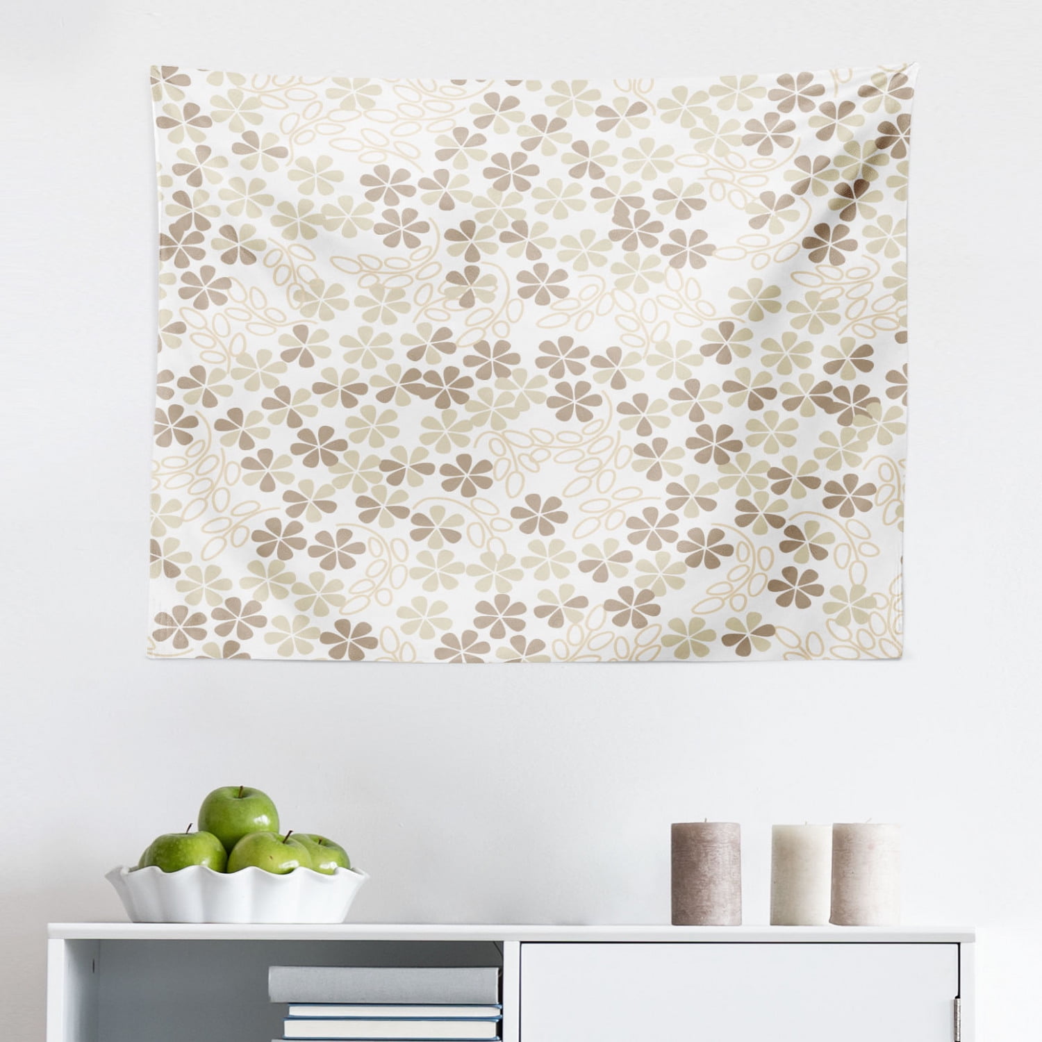 Flower Tapestry, Floral Pattern Wild Berries Ornamental Curvy Branches ...