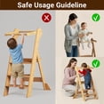 Cosyland Foldable Adjustable Toddler Kitchen Step Stool, Natural Wood ...
