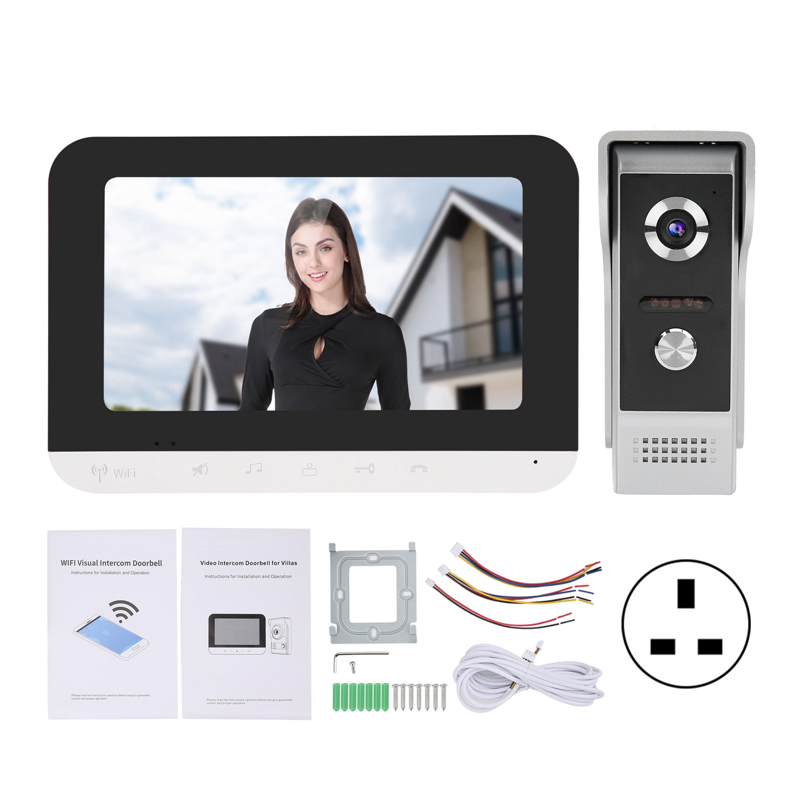 Timbre con vídeo, intercomunicador LCD TFT de 7 pulgadas, portero con ...