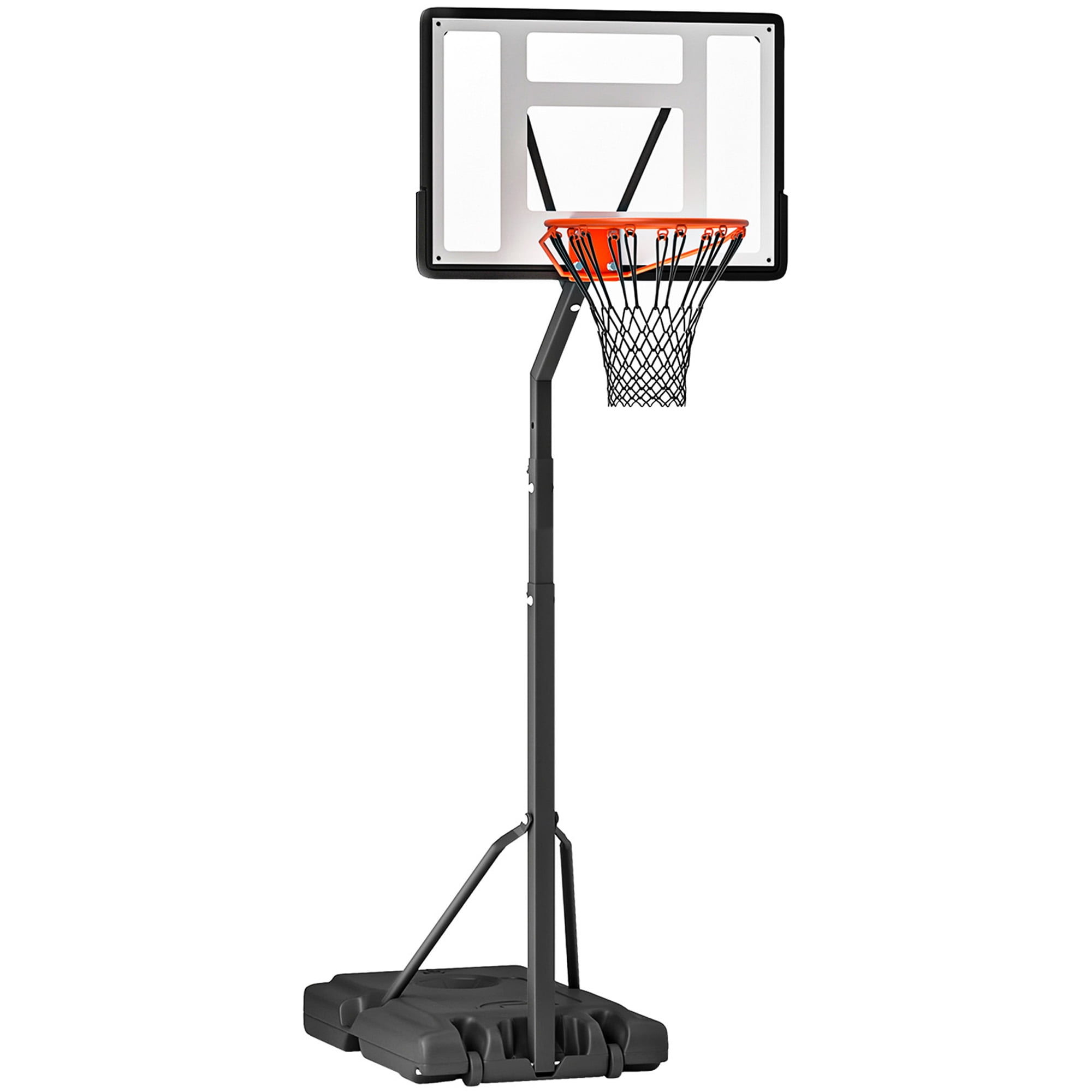 Soozier Portable Basketball Hoop With Backboard  Wheels  8-10 Ft  Black 23.2 L X 35.4 W X 118.9- 138.6 H