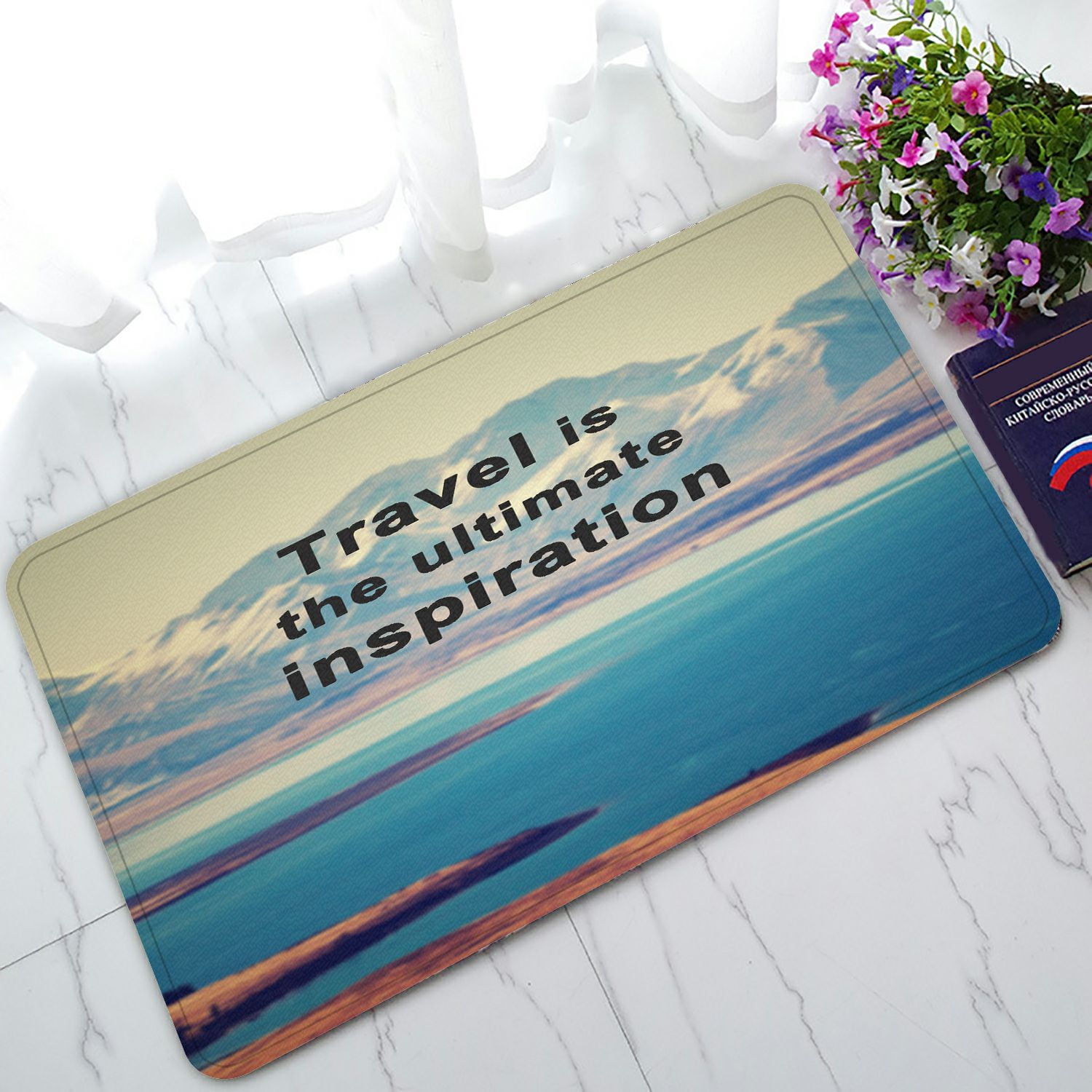 PHFZK Adventure Mountain Doormat, Travel Inspirational Quote Doormat ...