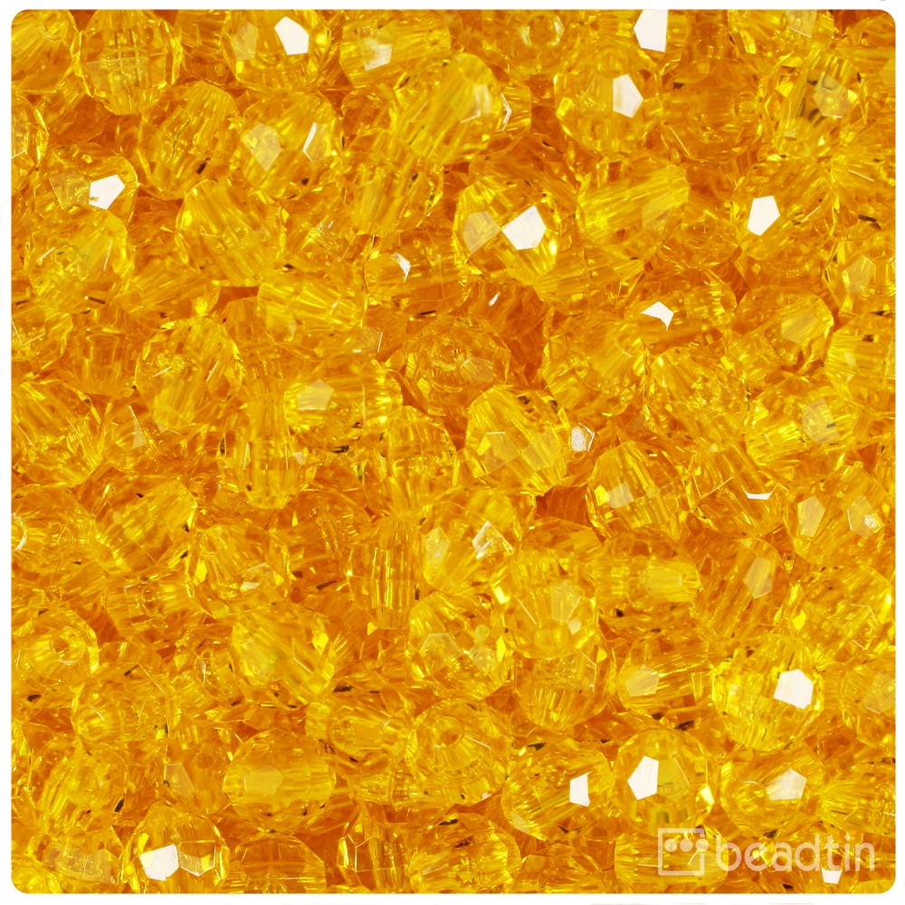 BeadTin Dark Yellow Transparent 8mm Faceted Round Craft Beads (450pcs ...