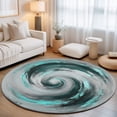 Abstract Swirl Area Rug, Modern Minimalist Teal Grey Spiraling Waves ...