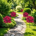 Fake Red Flower Stake 20in Artificial Ground Stake Outdoor Garden ...