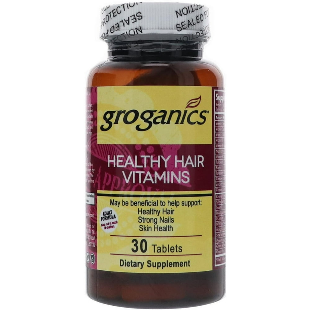 Groganics Healthy Hair Vitamins Dietary Supplement, - Walmart.com ...