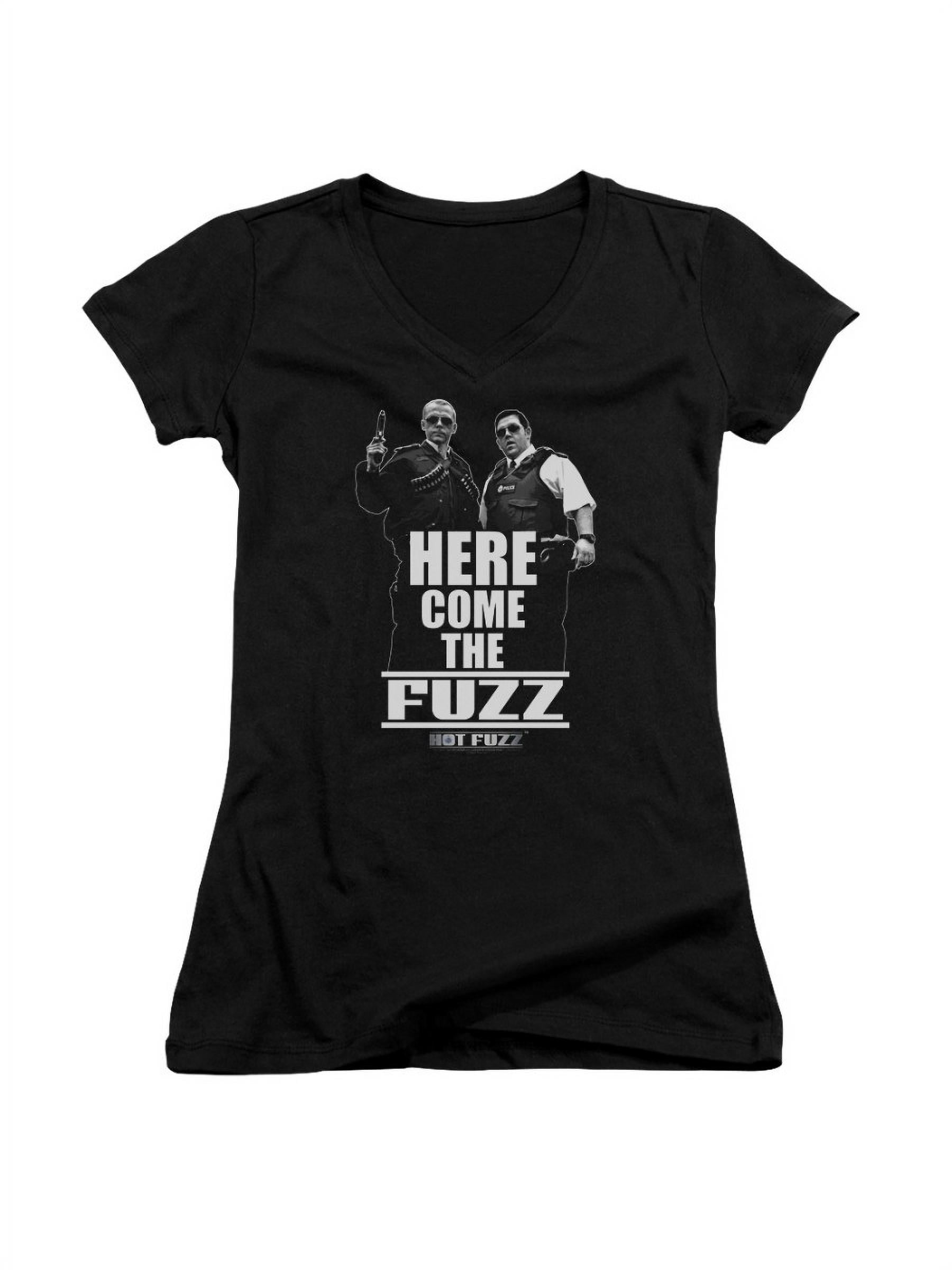 Hot Fuzz Crime Comedy Cop Movie Here Come The Fuzz Juniors V-Neck T ...