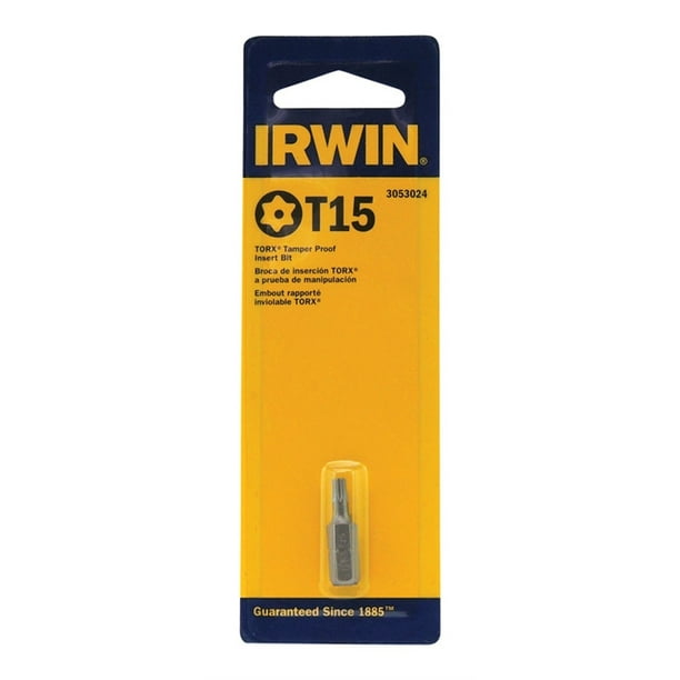 Irwin 3053024 Tamper Resistant Insert Bit, T15, Torx, 1 in OAL, High ...