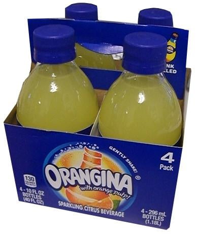 Orangina Sparkling Citrus Beverage with Pulp (4 Pack) 4 x 10 oz Bottles ...