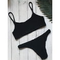 Black Smocked Triangle Bikini Set Two-Piece Swimsuit With Ruched ...