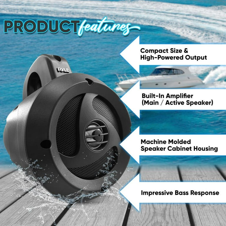 Speaker Pods Pyle 6.5'' Marine/Off-Road Speakers & 2-Channel Amplifier ...