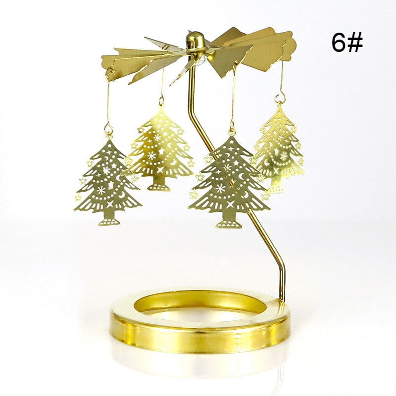 Spinning Candlestick Rotary Tea Light Candle Holder Carousel Metal Home ...