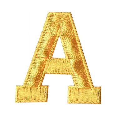Alphabet Letter - S - Color Gold - 2" Block Style - Iron On Embroidered ...