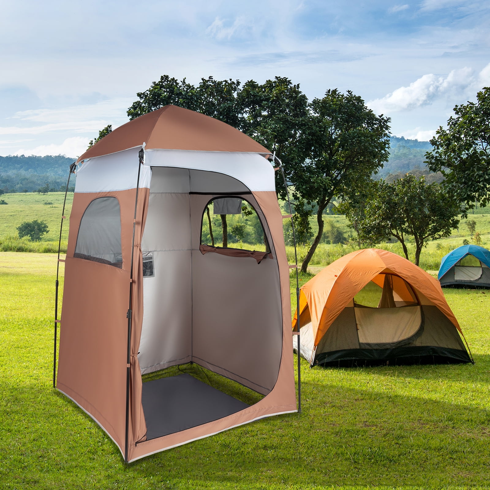 Zimtown Changing Tent 6.8FT Shower Tent Pop Up Shelter with Mesh Floor ...