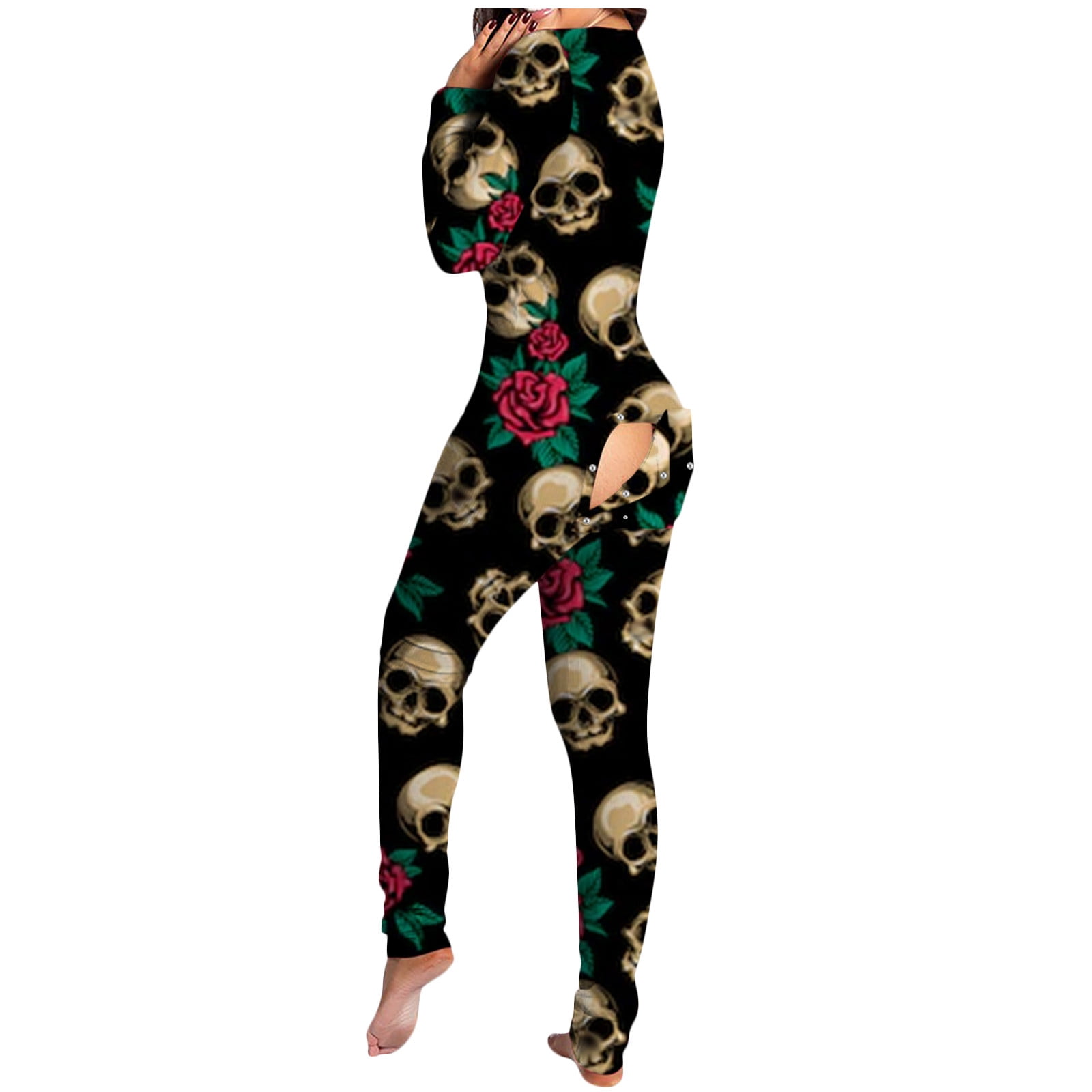 Tarmeek Womens Onesies Pajamas Halloween Sexy Deep V Neck Bodycon