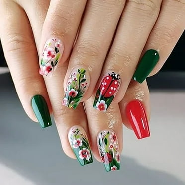 CurvLife Starry Bugs Press-On Nails - 24PCS Medium Coffin, Fairy-Tale ...