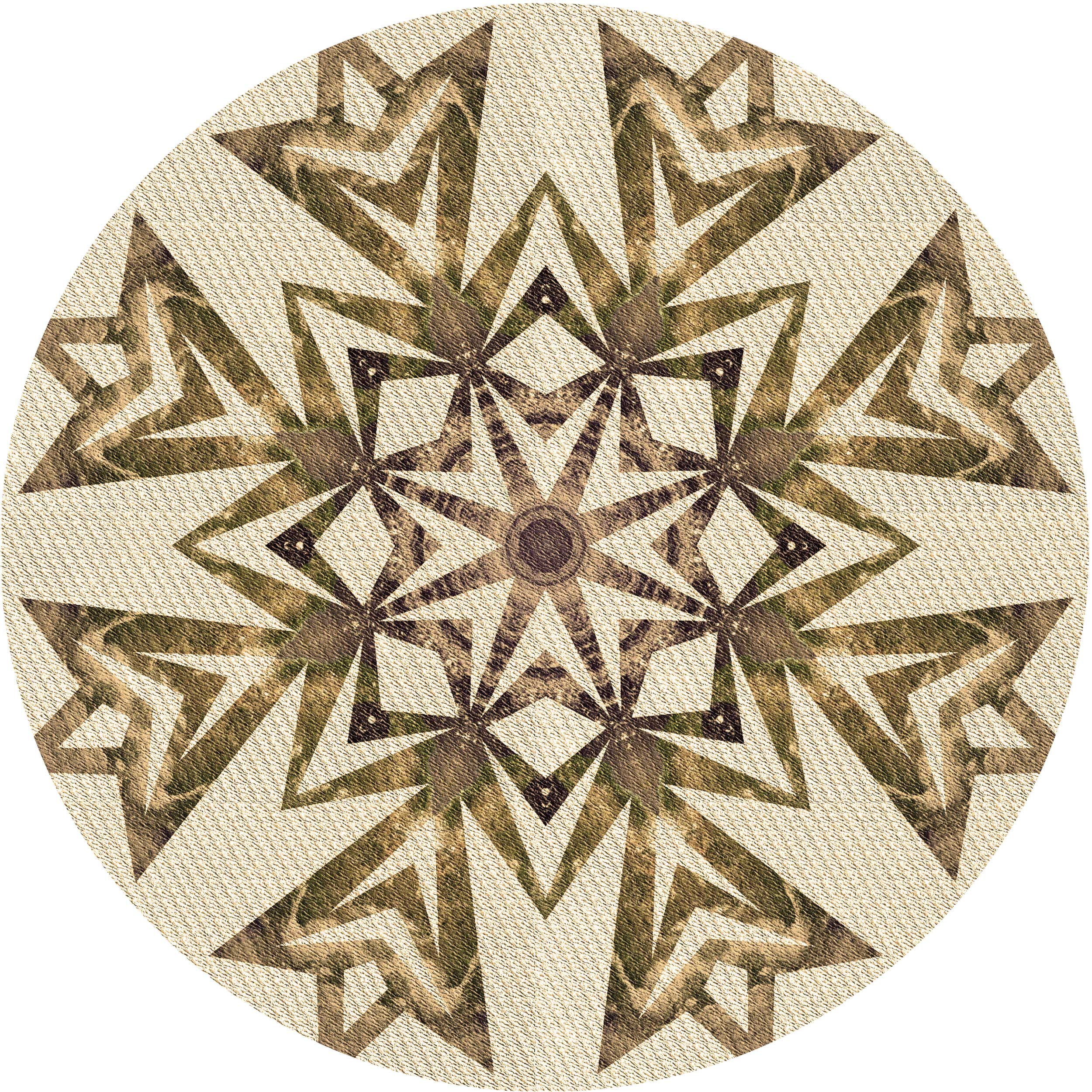 Ahgly Company Machine Washable Indoor Round Transitional Vanilla Gold ...