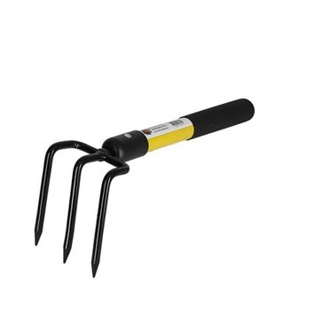 Unique Bargains 12.1" Hand Held Rubber Handle 5 Tines Cultivator Rake ...