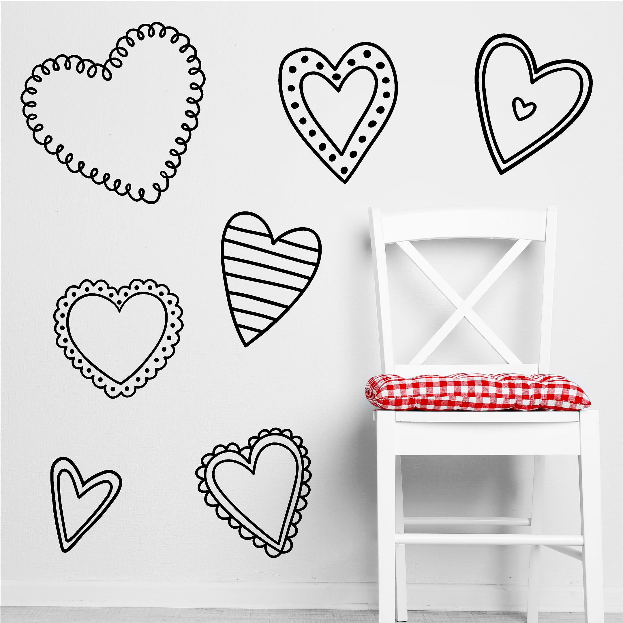 Hand Drawn Hearts Valentine’s Day Decals and Decor Vinyl Lettering ...