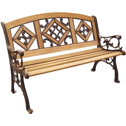 Florence Wood Inlay Park Bench - Walmart.com