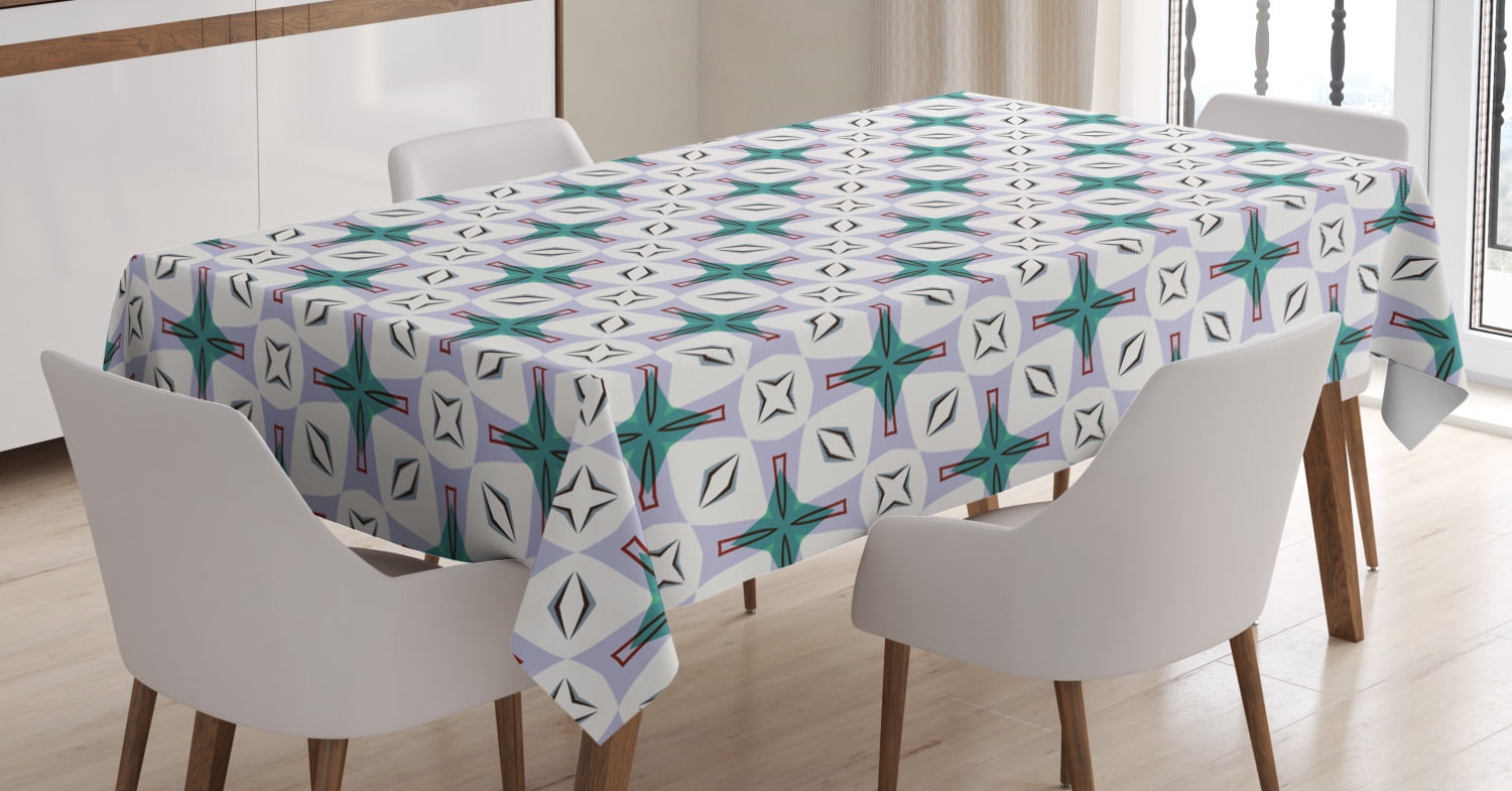 Modern Tablecloth, Abstract Composition of Geometrical Shapes in Pastel ...
