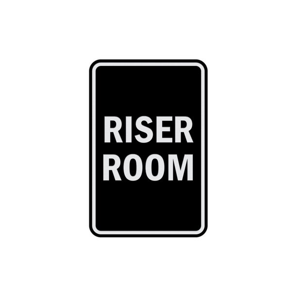 Portrait Round Riser Room Sign (Black / Silver) - Large 6" x 8 ...