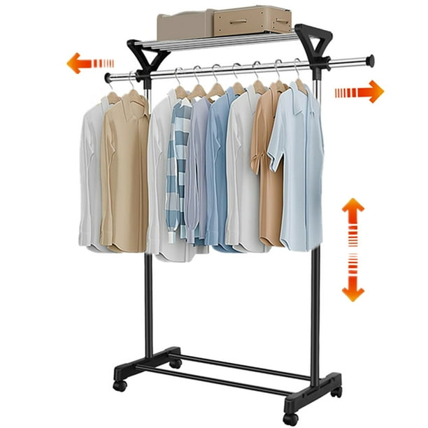 Mobile Adjustable Garment Rack, Expandable Rolling Clothes Rack ...