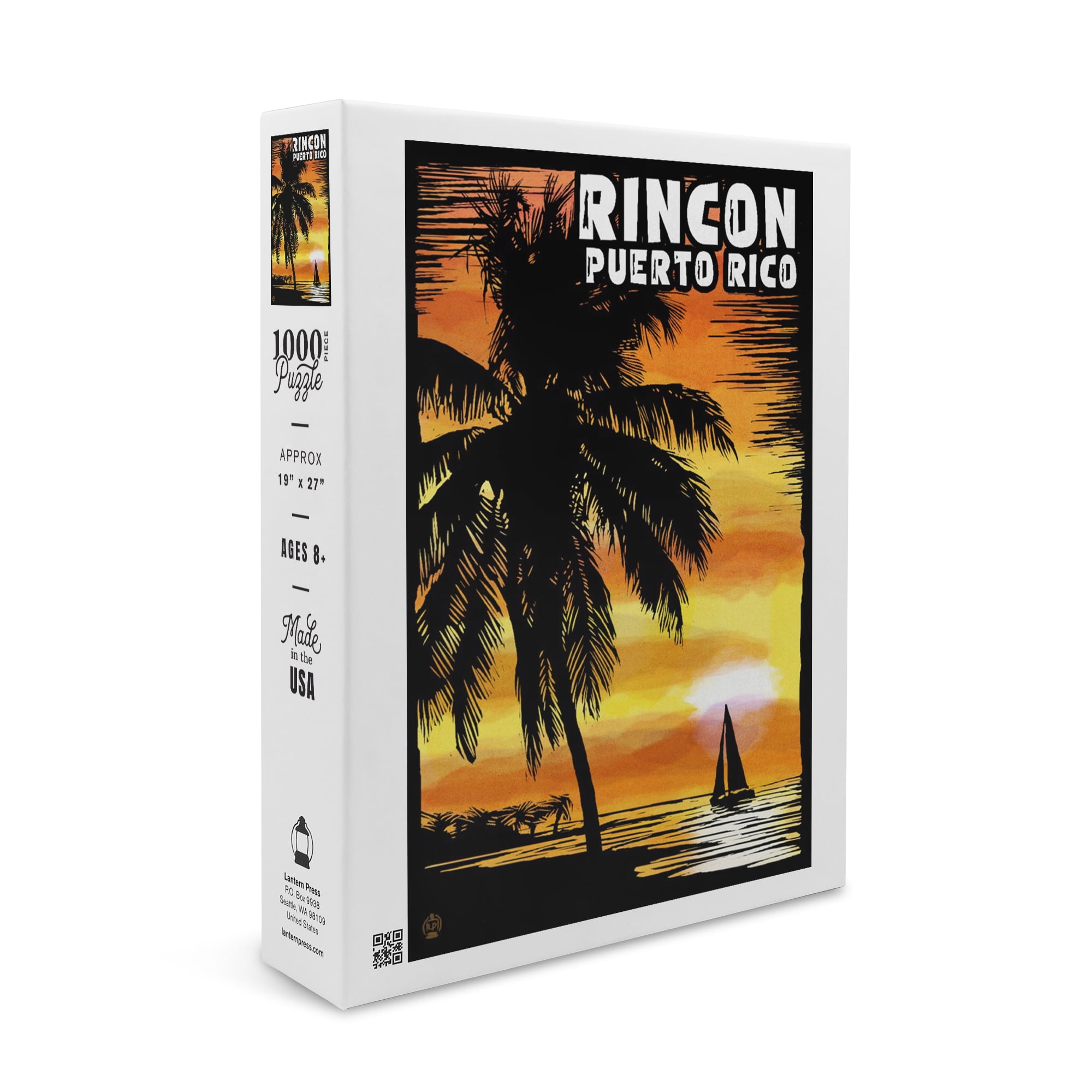 Rincon, Puerto Rico, Palm and Sunset, Scratchboard (1000 Piece Puzzle ...