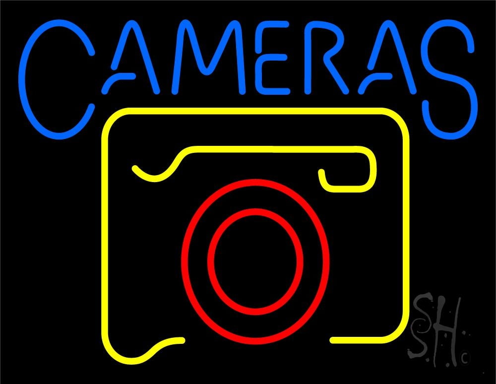 Yellow Cameras Logo LED Neon Sign 15 x 19 - inches, Clear Edge Cut ...