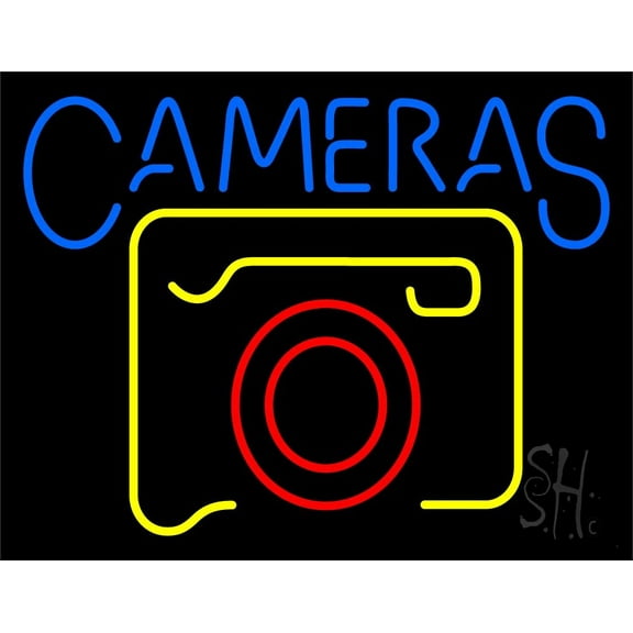 Blue Camera Logo LED Neon Sign 24 x 31 - inches, Clear Edge Cut Acrylic ...