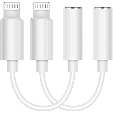 [Apple MFi Certified] 2 Pack Lightning to 3.5 mm Headphone Jack Adapter iPhone 3.5mm Jack Aux ...