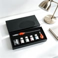 Glass Dip Pen Set with Multiple Ink Bottles Pen Rack Brush Washing Cup ...
