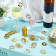 36 Pcs Daisy Acrylic Wine Glass Markers 1.34inch Gold Mirrored Drink ...