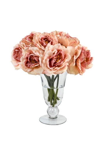 Serene Spaces Living DIY Vase Kit: Faux Pink Tea Flower Bouquet & Vase ...