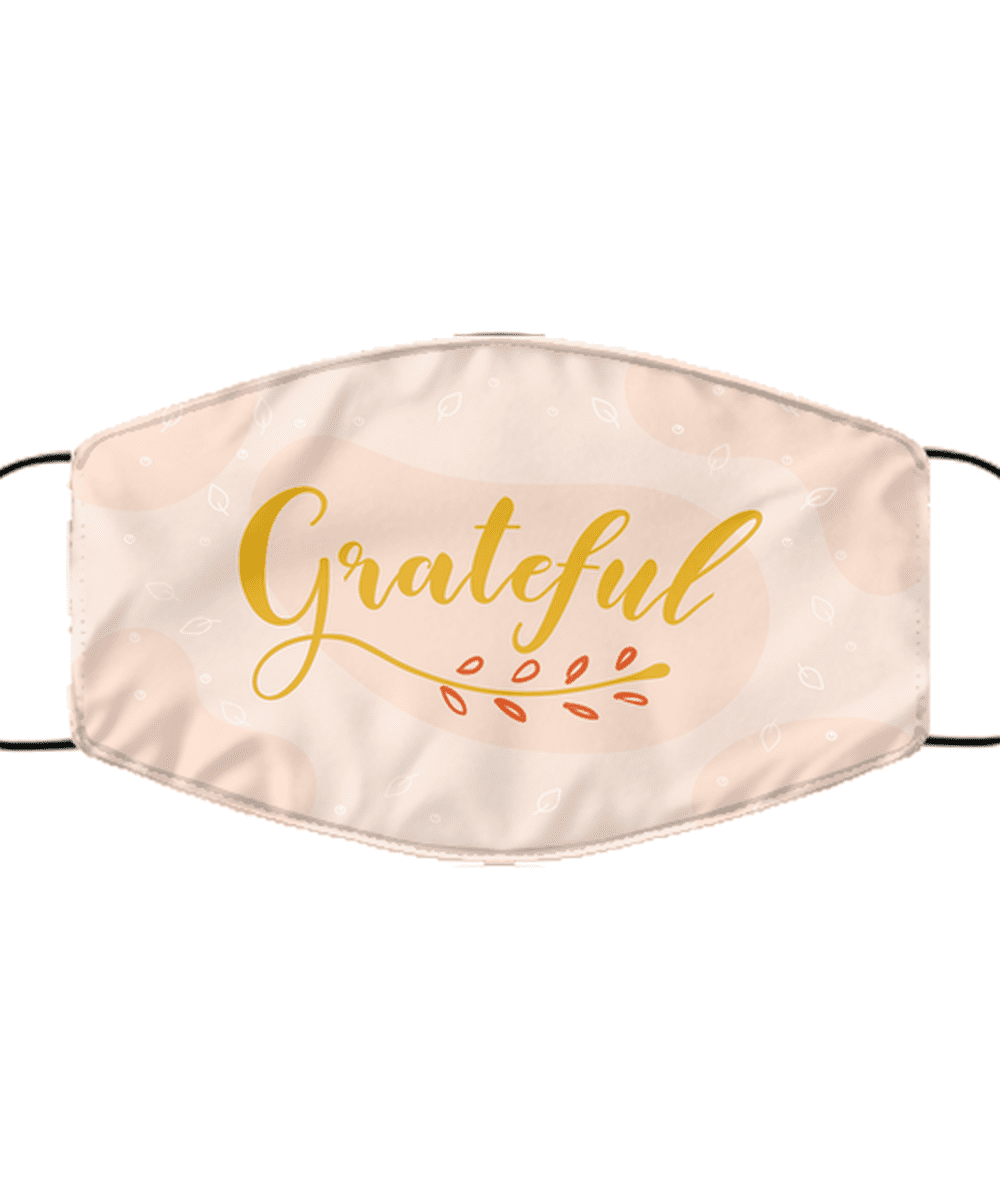 Gold Thanksgiving Face Mask Grateful Gold Text Leaf - Walmart.com