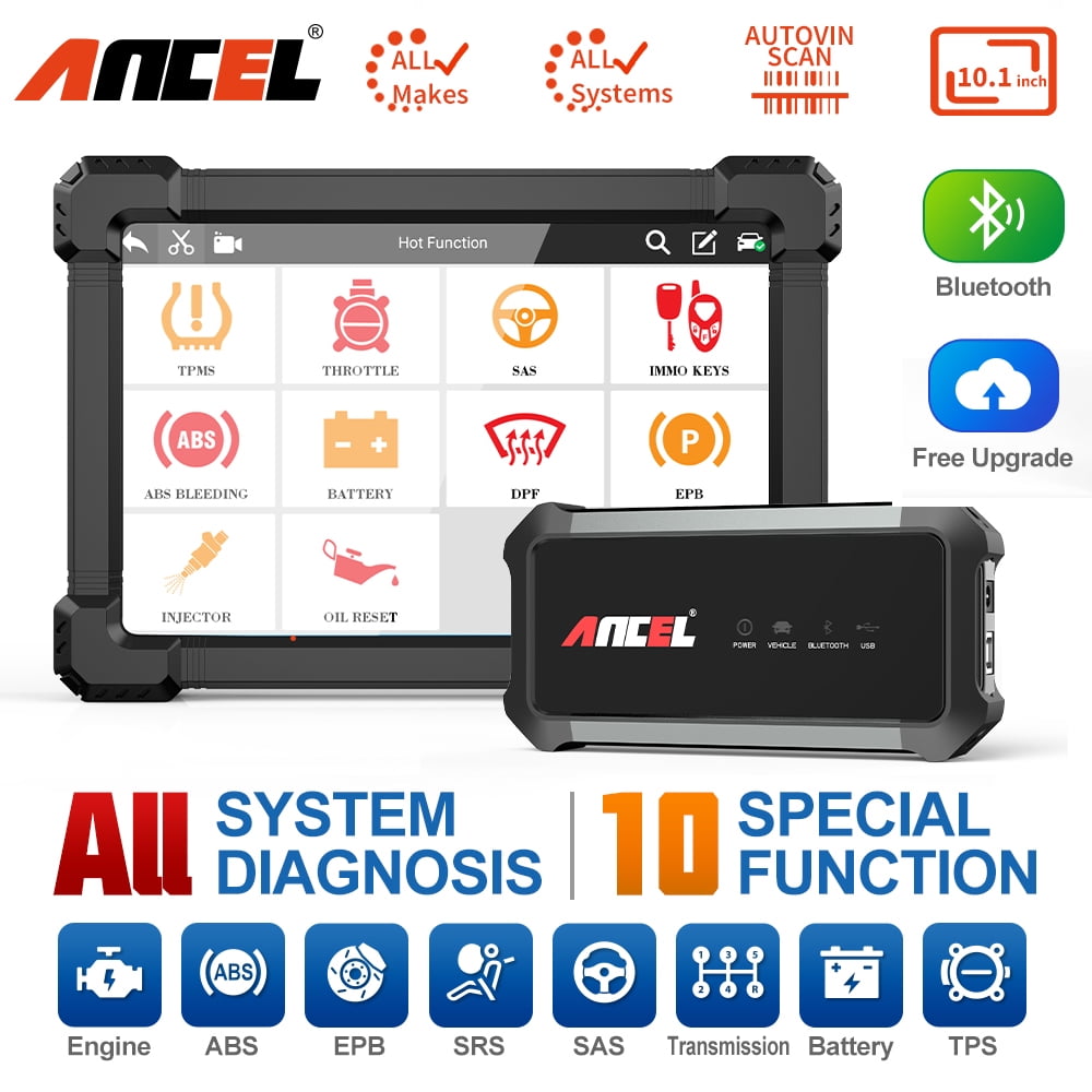 ANCEL X7 OBD2 Scanner Wireless Bluetooth Car Full System Scanner with ...
