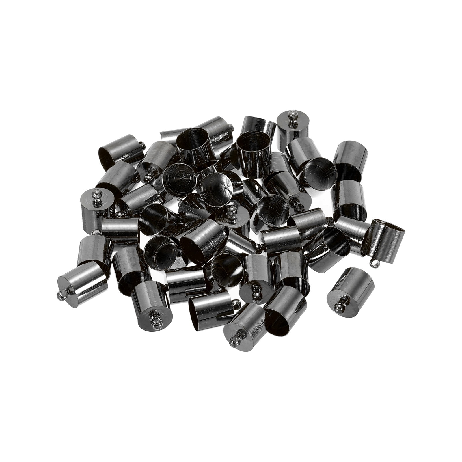 50Pcs Cord End Caps 9.5mm End Cap Barrel Beads Kumihimo End Caps Brass ...