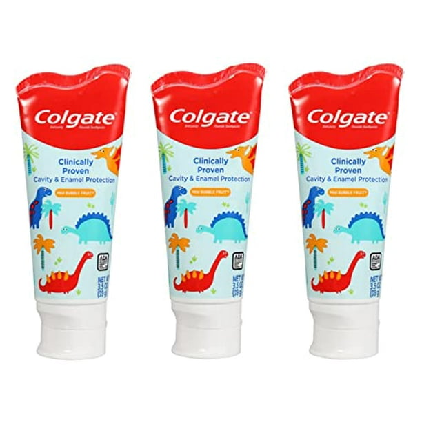 3 pack Colgate Kids Dinosaurs Mild Bubble Fruit Toothpaste 3.5oz each ...