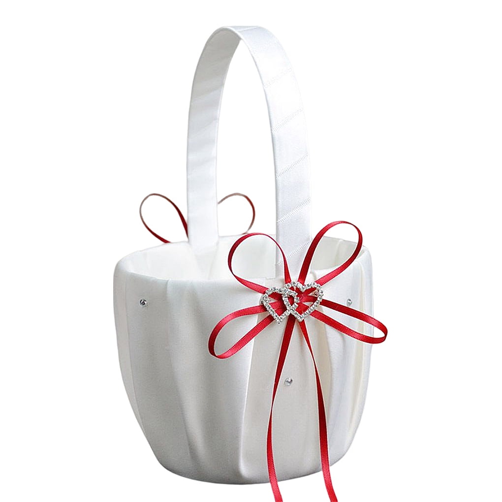TureClos Bowknot Wedding Basket Simple Design Ring Bearer Flower Holder ...