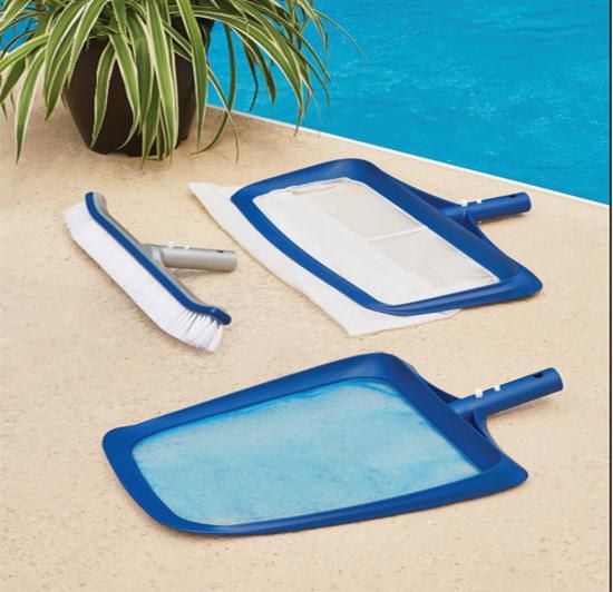 Mainstays 3 Piece Pool Maintenance Kit, 3PC Kit with Brush, Skimmer and ...
